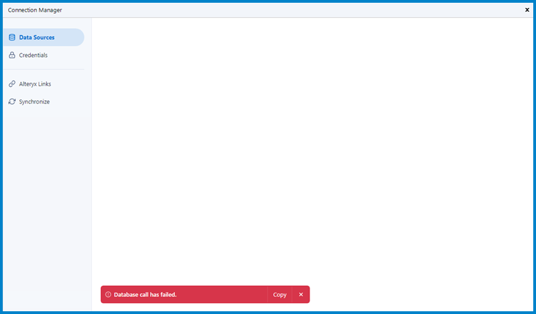 Error Database Call Has Failed