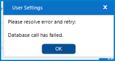 Error "Database call has failed"