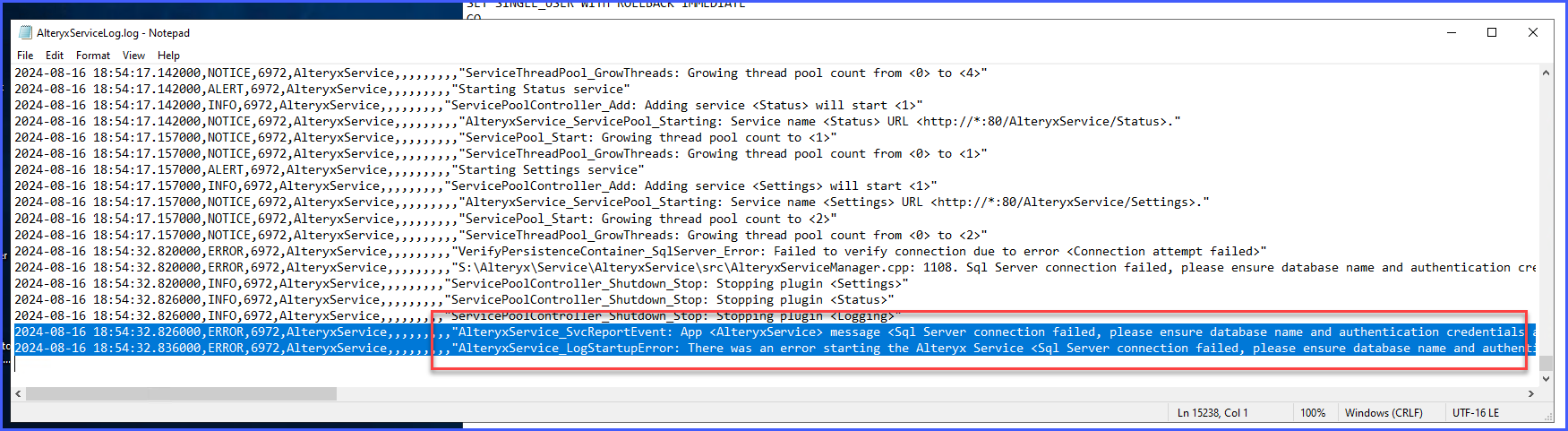 Sql Server connection failed, please ensure database name and ...