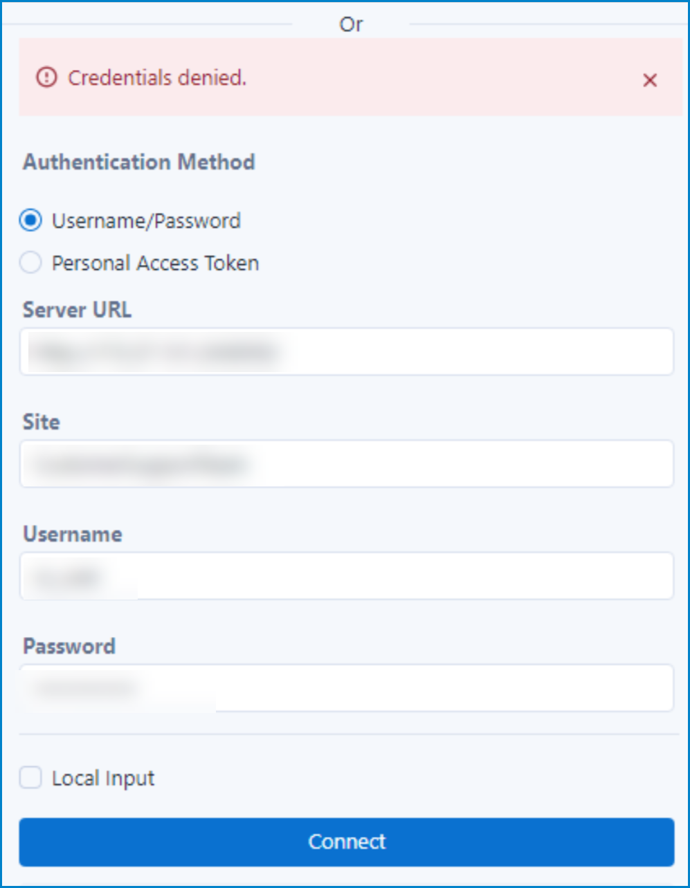 Error when signing into Tableau Tool: Credentials denied