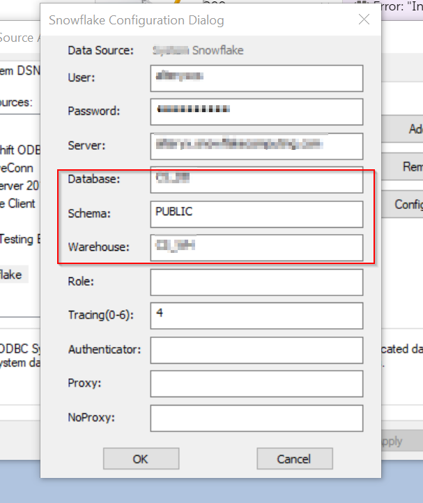 Error: "Input Data (1): Error SQLExecute: No active warehouse selected ...