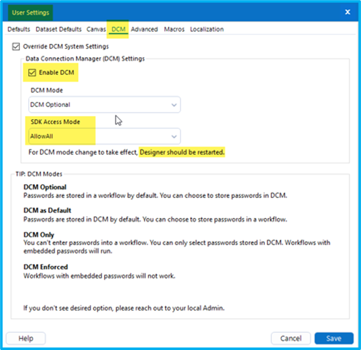 How to Set up DCM for Designer and Server