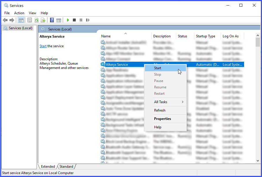 How To: Start the Alteryx Service