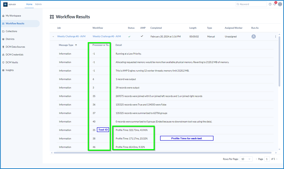 Enable Performance Profiling for a workflow that runs on Alteryx Server