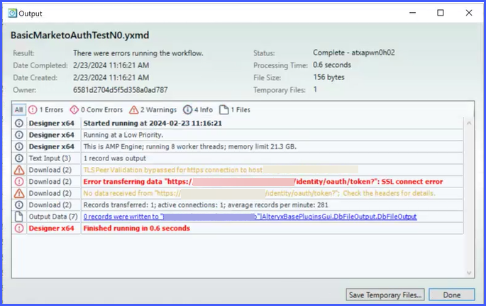 Error transferring data: SSL Peer certificate or SSH remote key was not OK