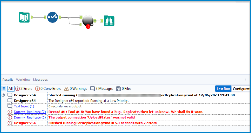 Batch Macro: "You have found a bug" when no data is passed in