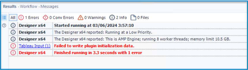 Error:"Internal Error: STD Exception in thread: bad function call" when running Alteryx Connectors