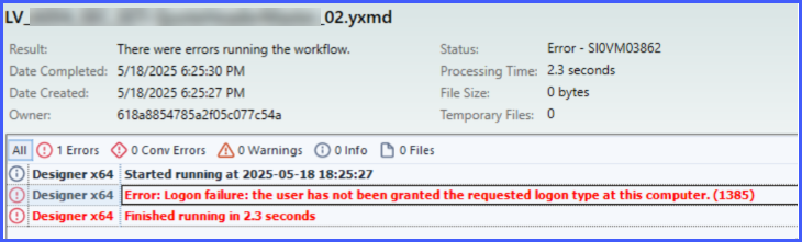 Logon failure the user has not been granted the requested logon type at ...
